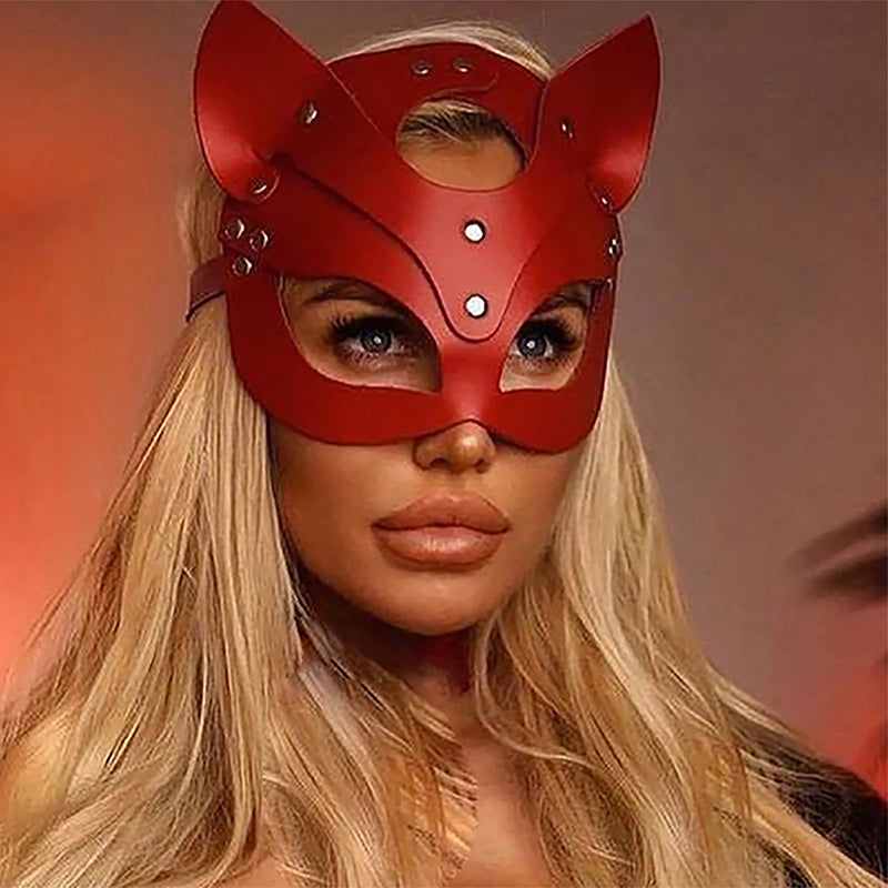 Naughty Kitty Vegan Leather Studded Cat Mask-LEGGSBEAUTIFUL