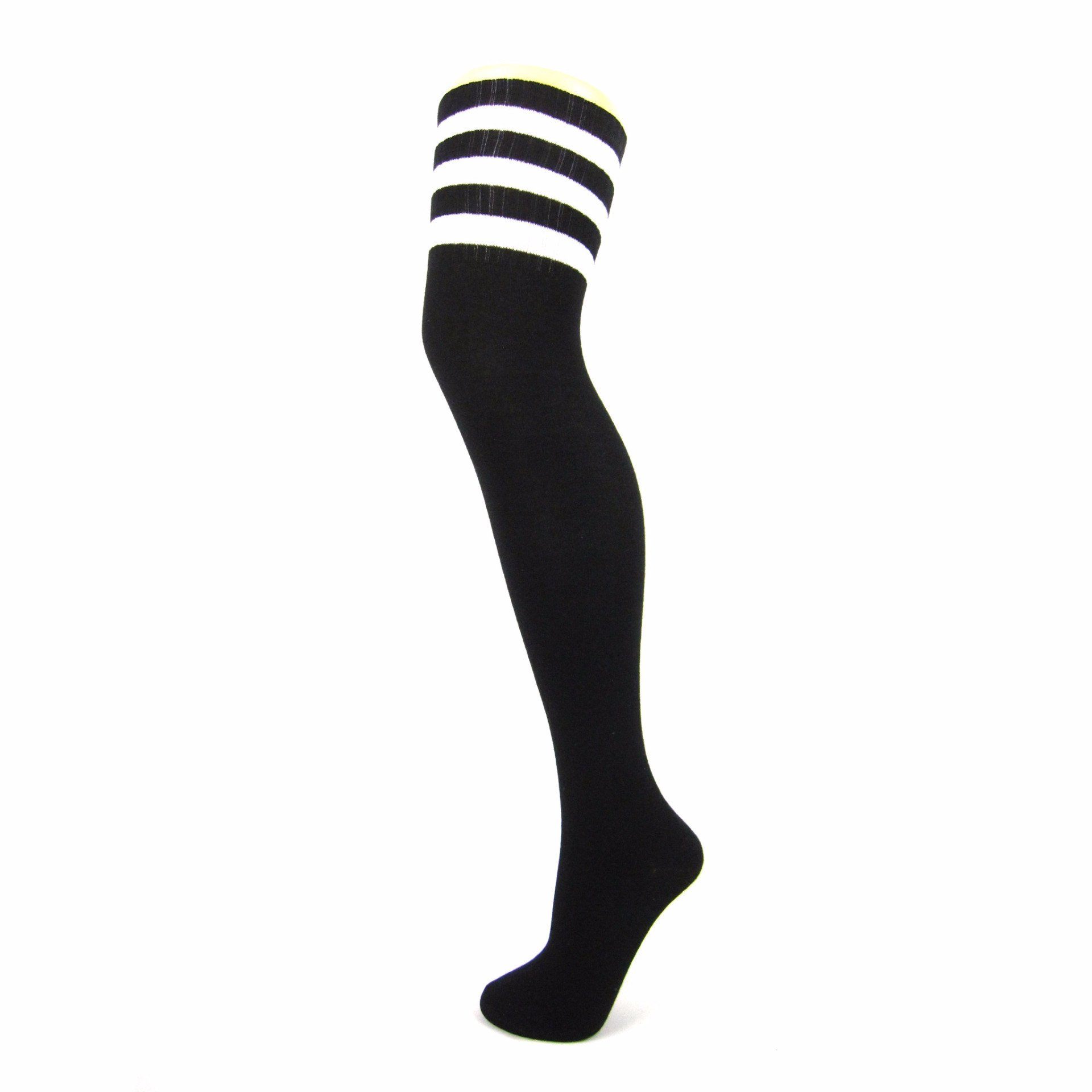 Cotton Blend Three Stripe Thigh High Socks-Leggsbeautiful – LEGGSBEAUTIFUL