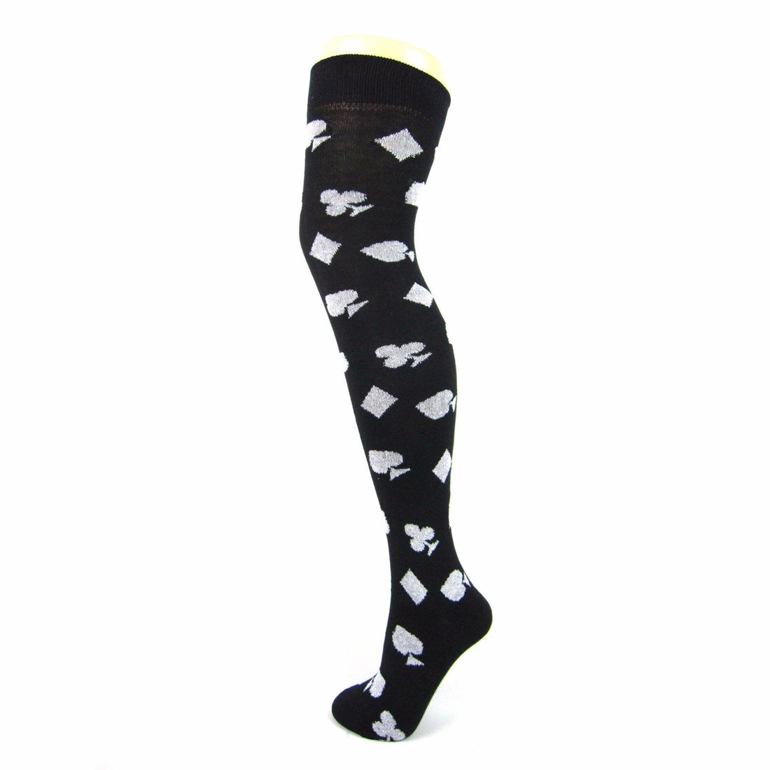 Cotton Blend Playing Card Over The Knee Socks-Leggsbeautiful ...