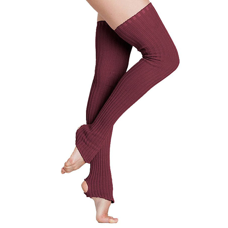 Soft Knit 90 cm Acrylic Ribbed Thigh High Stirrup Leg Warmers ...
